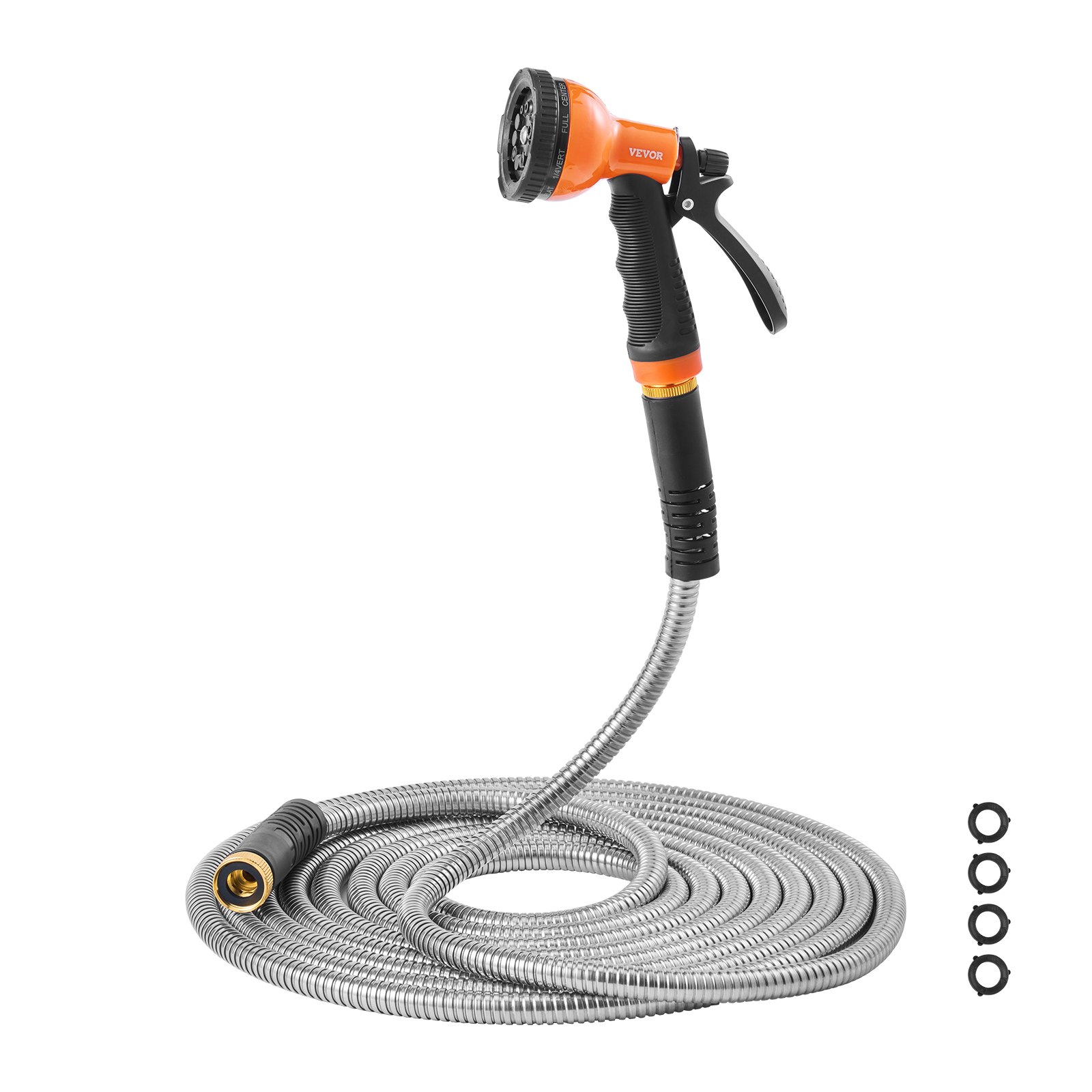 VEVOR Metal Garden Hose 200 ft, Rust Proof Stainless Steel Water Hose ...