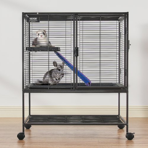 VEVOR 36" Metal Small Animal Cage 2-Tier Rolling Ferret Cage with Tray ...