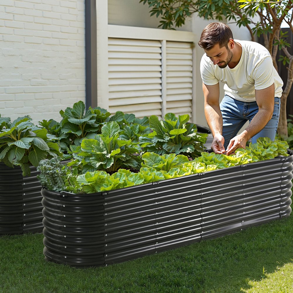 VEVOR Metal Raised Garden Bed, 8 x 2 x 2 ft Outdoor Galvanized Planter ...