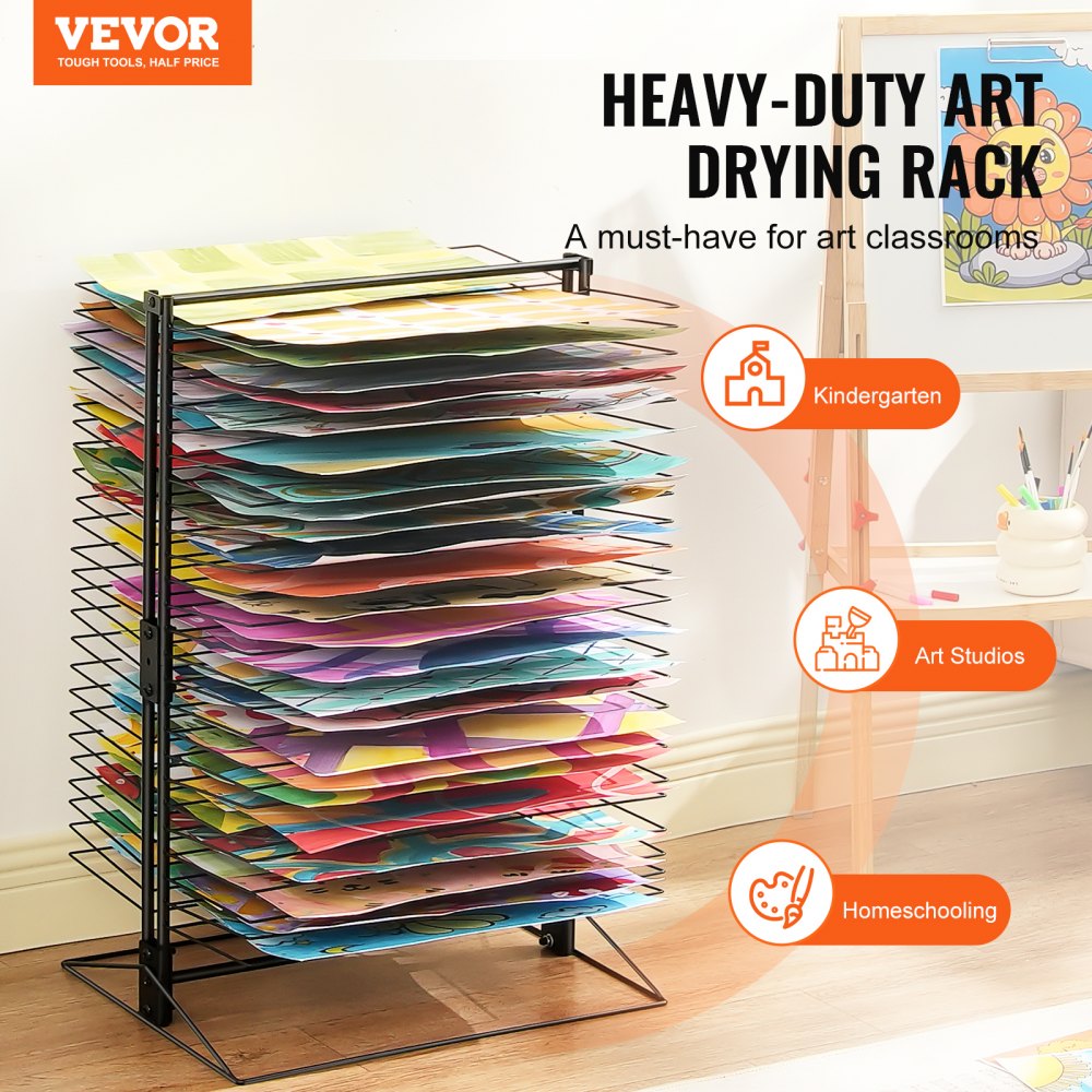 VEVOR Art Drying Rack, 50 Removable Shelves 20 x 17 x 30 inch Paint ...