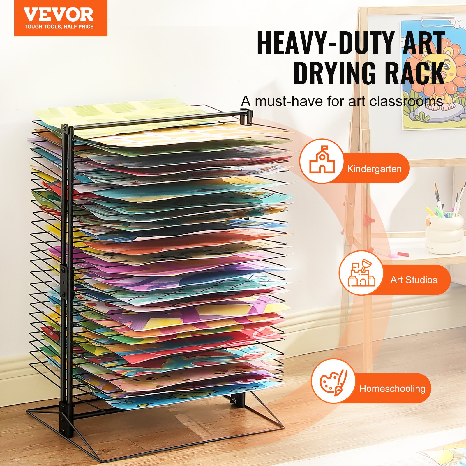 VEVOR Art Drying Rack 50 Removable Shelves Painting Drying Rack for ...