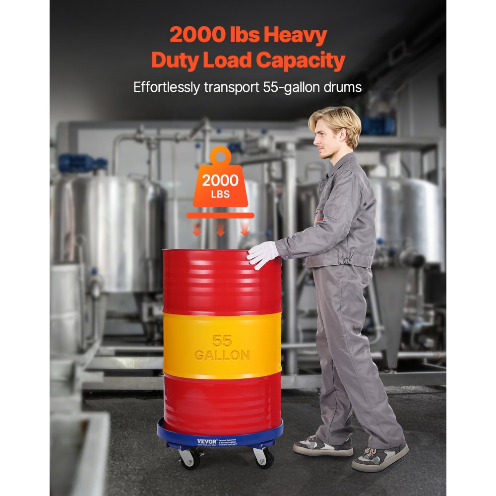 VEVOR 55 Gallon Drum Dolly 2000 lbs Barrel Dolly Cart Drum Caddy 4 ...