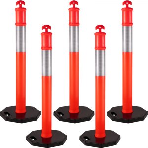 VEVOR Traffic Delineator Posts 44 Inch Height Channelizer Cones Orange ...