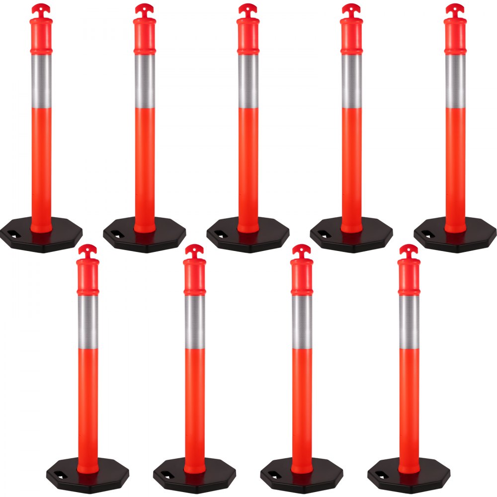 VEVOR 9Pack Traffic Delineator Posts 44 Inch Height, PE Delineator ...