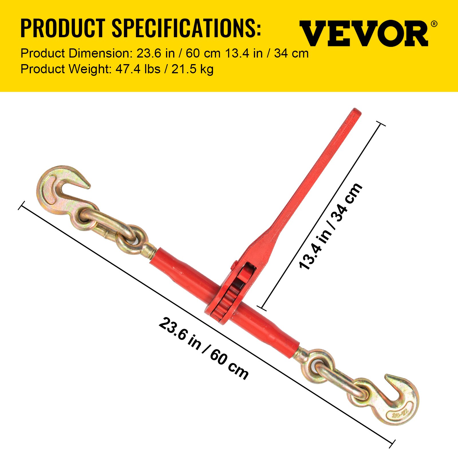 VEVOR Chain Load Binder 5/16 Inch G80 Chain Binders Tie Down Heavy ...