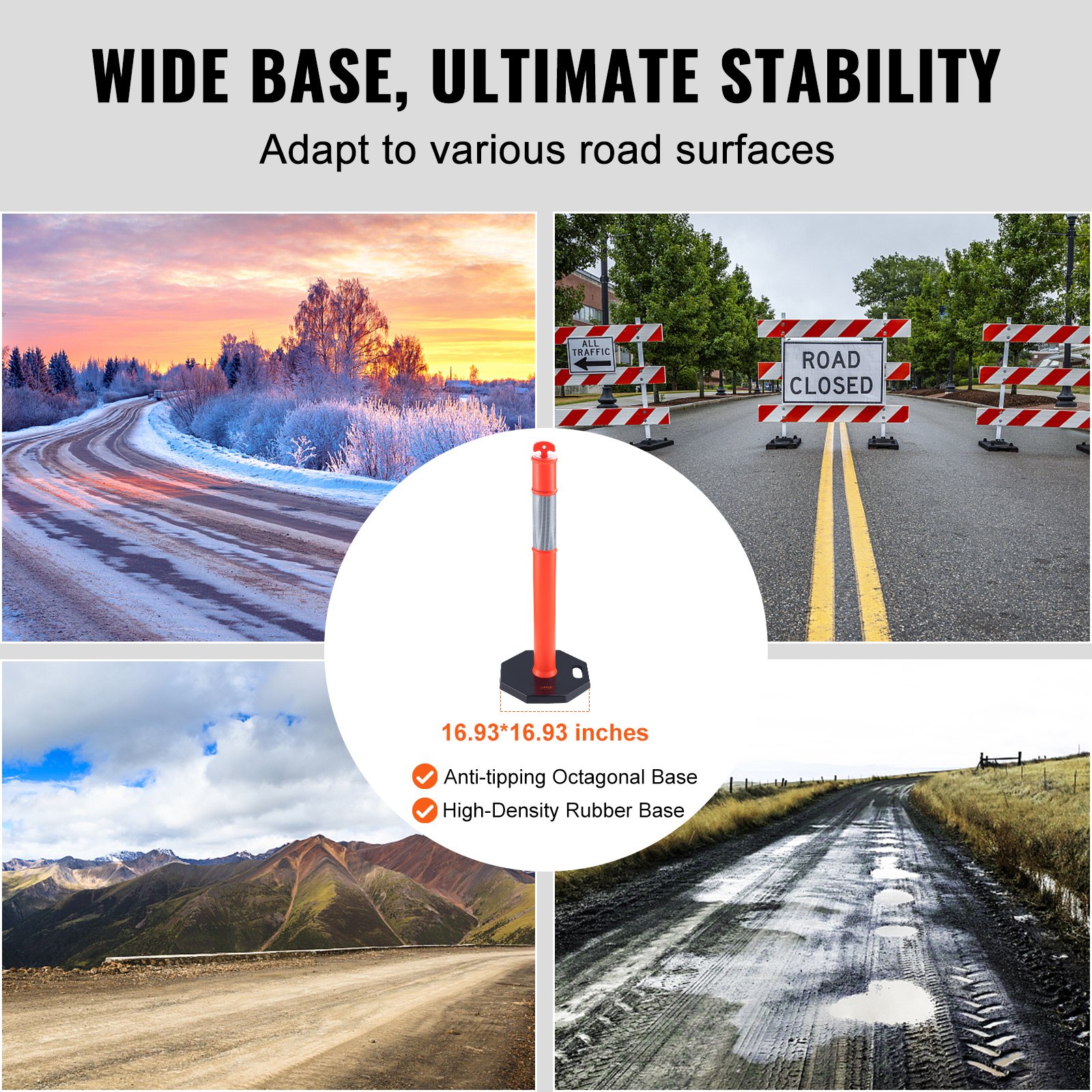 VEVOR Traffic Delineator Post Cones, 2 Pack, Traffic Safety Delineator ...