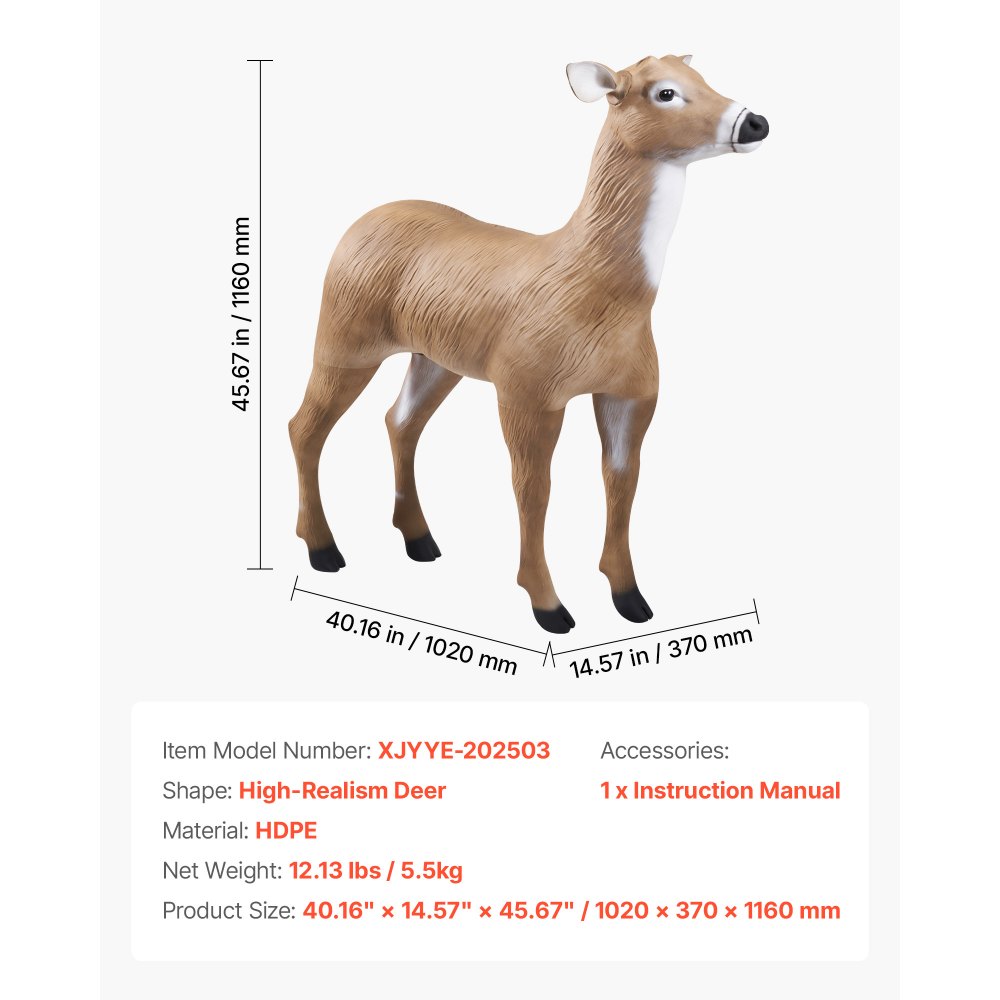 VEVOR Deer Hunting Decoy – Foldable, HDPE, Life-Size Doe