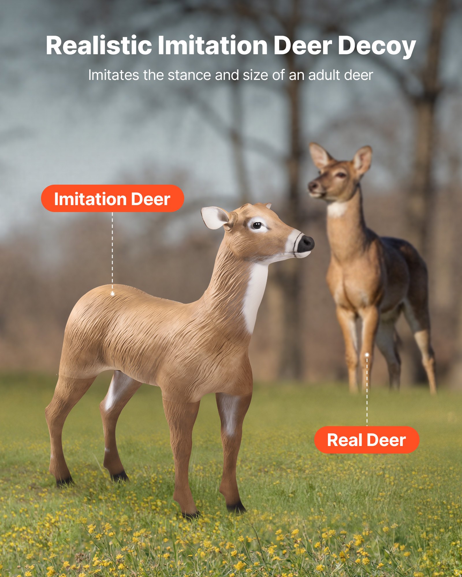 VEVOR Deer Hunting Decoy – Foldable, HDPE, Life-Size Doe