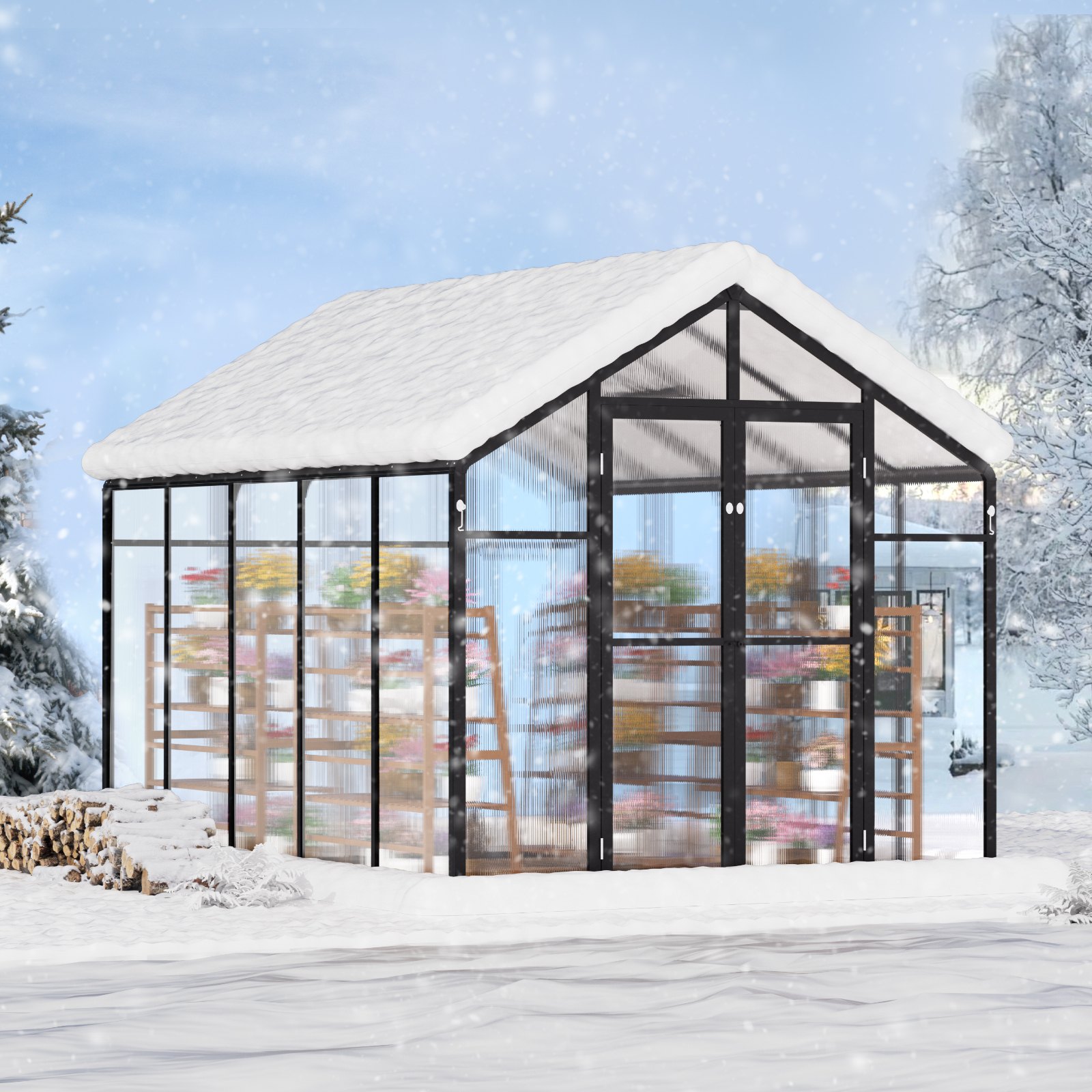 VEVOR 8 x 10 Polycarbonate Greenhouse – Aluminum Frame Kit