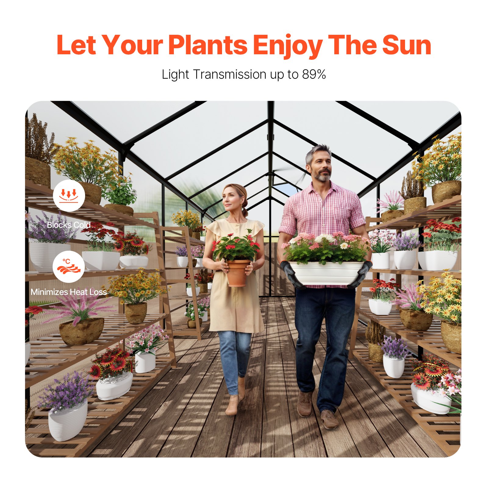 VEVOR Polycarbonate Greenhouse 8 x 14 Ft Outdoor Walk-in Greenhouse for ...