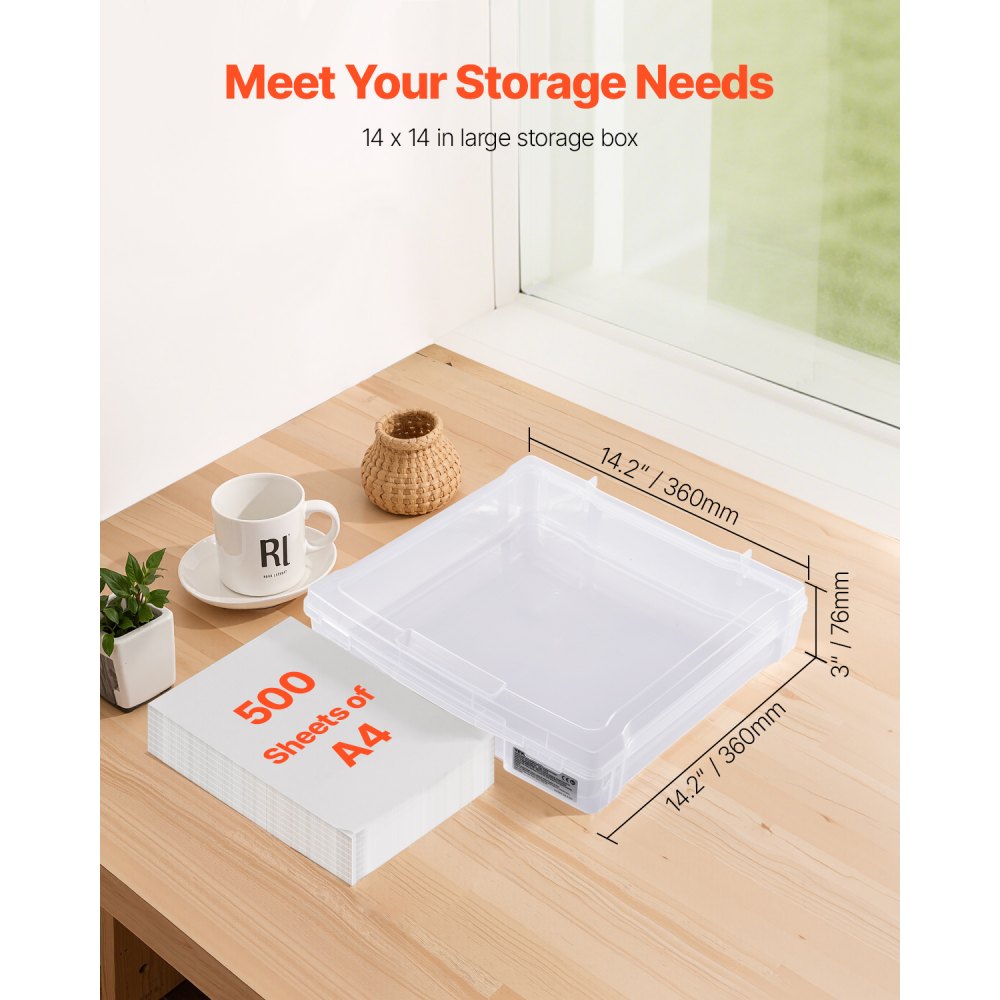VEVOR Scrapbook Storage Box – 4-Pack, 14x14 In, Stackable