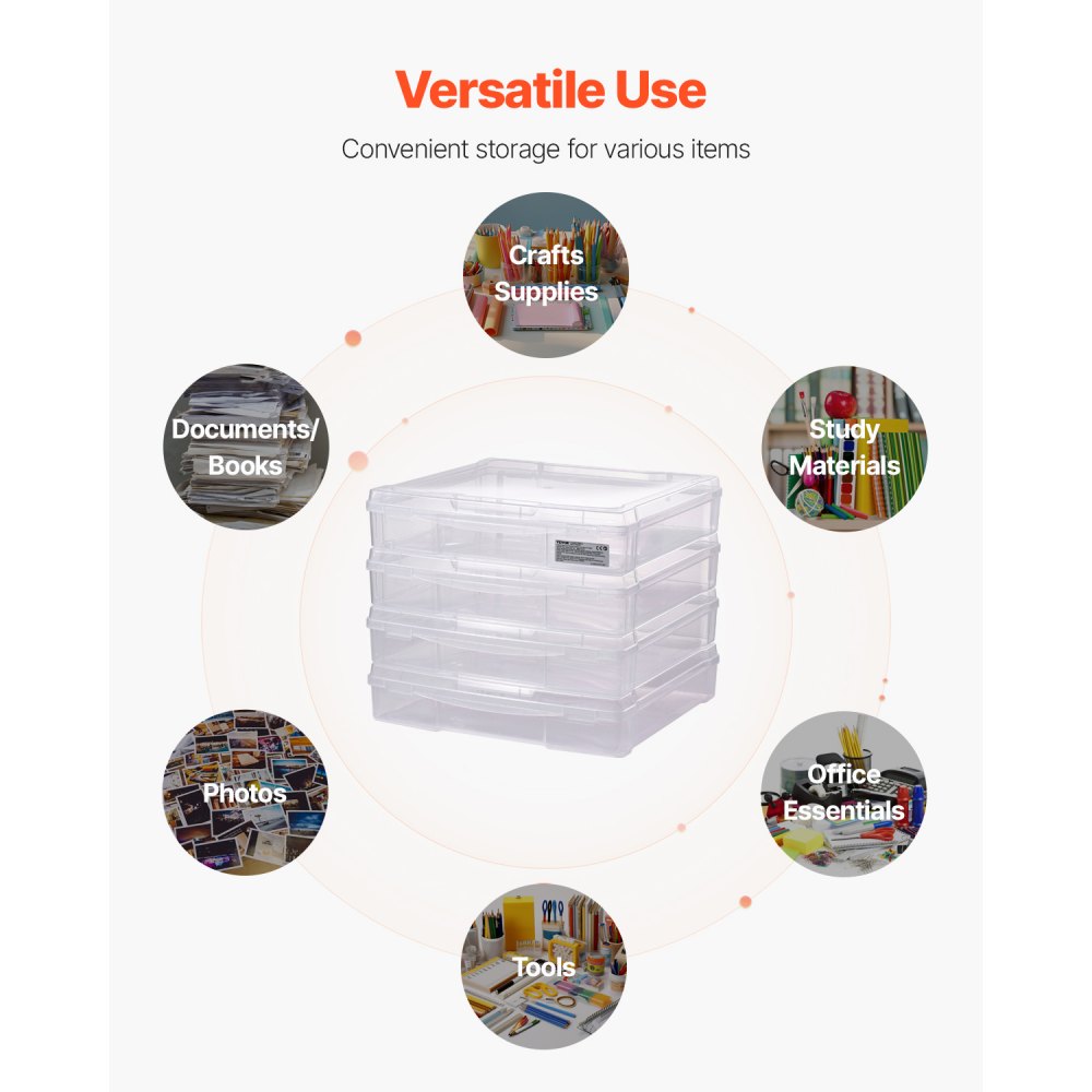 VEVOR Scrapbook Storage Box – 4-Pack, 14x14 In, Stackable