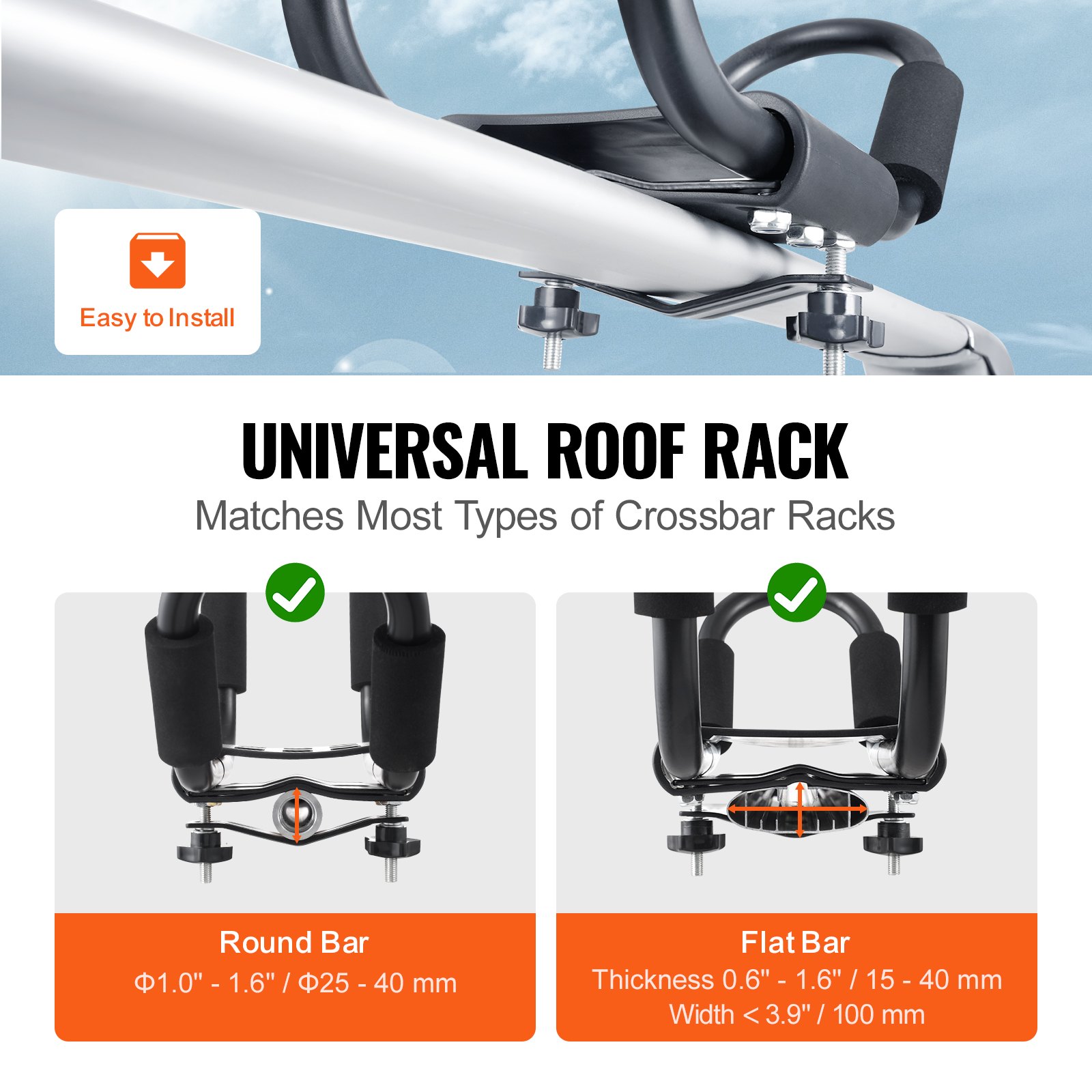 VEVOR Kayak Roof Rack 2 Pairs Soft Roof Rack Carrier for kayak ...