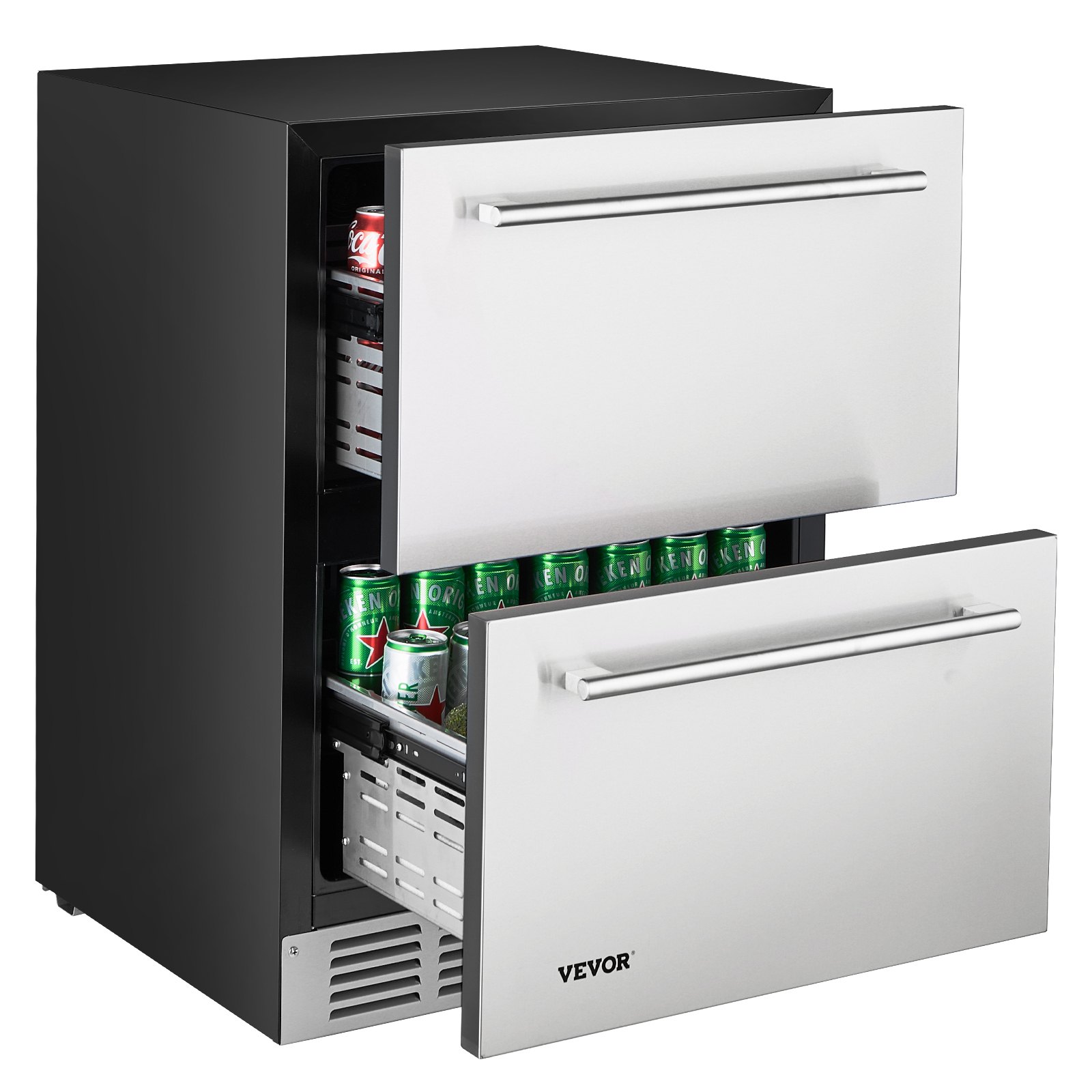 VEVOR Double Drawer Fridge – 24 Inch, 140L Dual Drawers