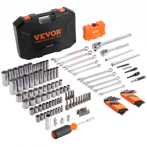 VEVOR Mechanics Tool Set and Socket Set, 1/4" and 3/8" Drive Deep and ...