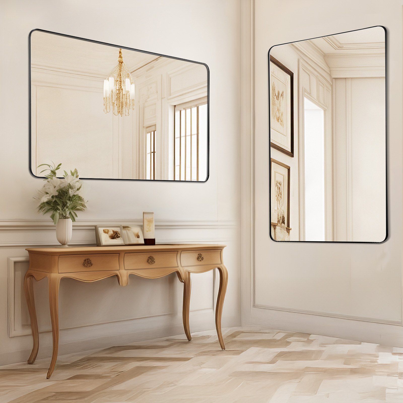 VEVOR Black Wall Mounted Makeup Mirror – 36"x48", 0.15"