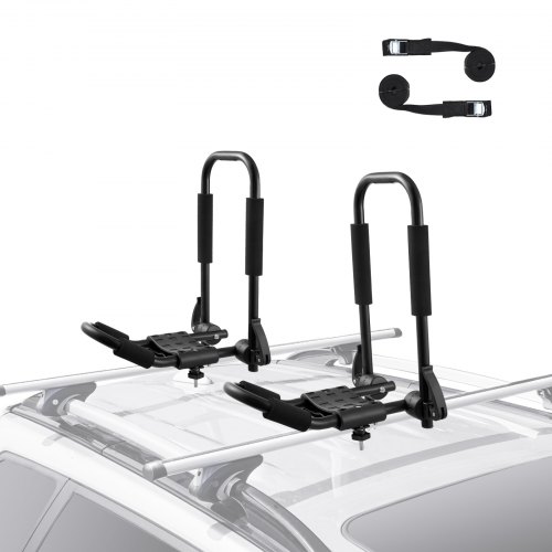 VEVOR Kayak Roof Rack 1 Pair J-Bar, Soft Roof Rack Quick Folding, Top ...