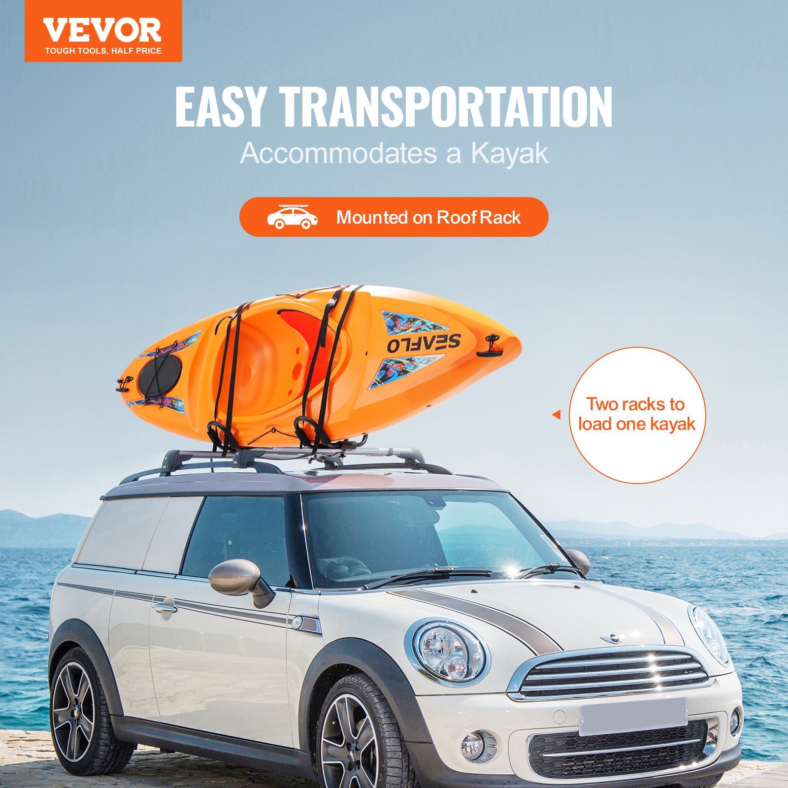 VEVOR Kayak Roof Rack 1 Pair J-Bar, Soft Roof Rack Quick Folding, Top ...