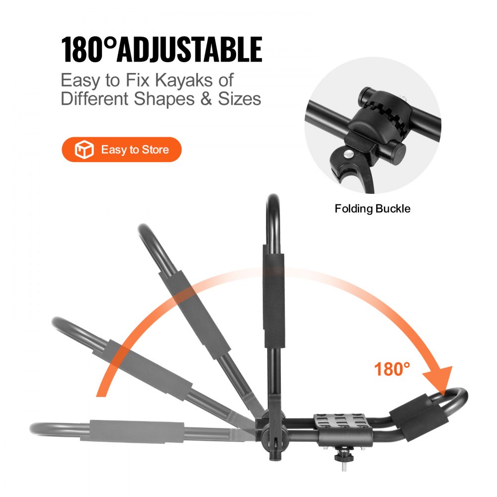 VEVOR Kayak Roof Rack 2 Pairs J-Bar, Soft Roof Rack Quick Folding, Top ...