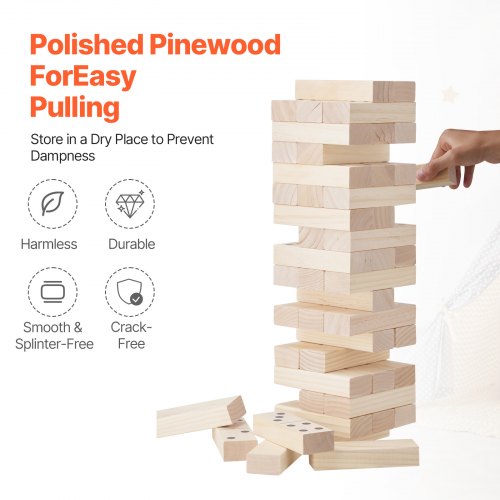 Tumbling Timber Toy 54 Blocks Large Tumble Tower Blocks Game Pine Wood ...