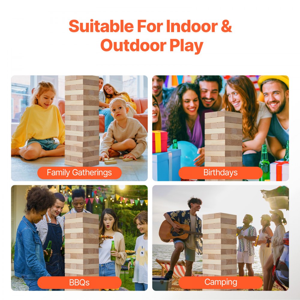 VEVOR Giant Tumbling Tower Game – 54 Pinewood Blocks