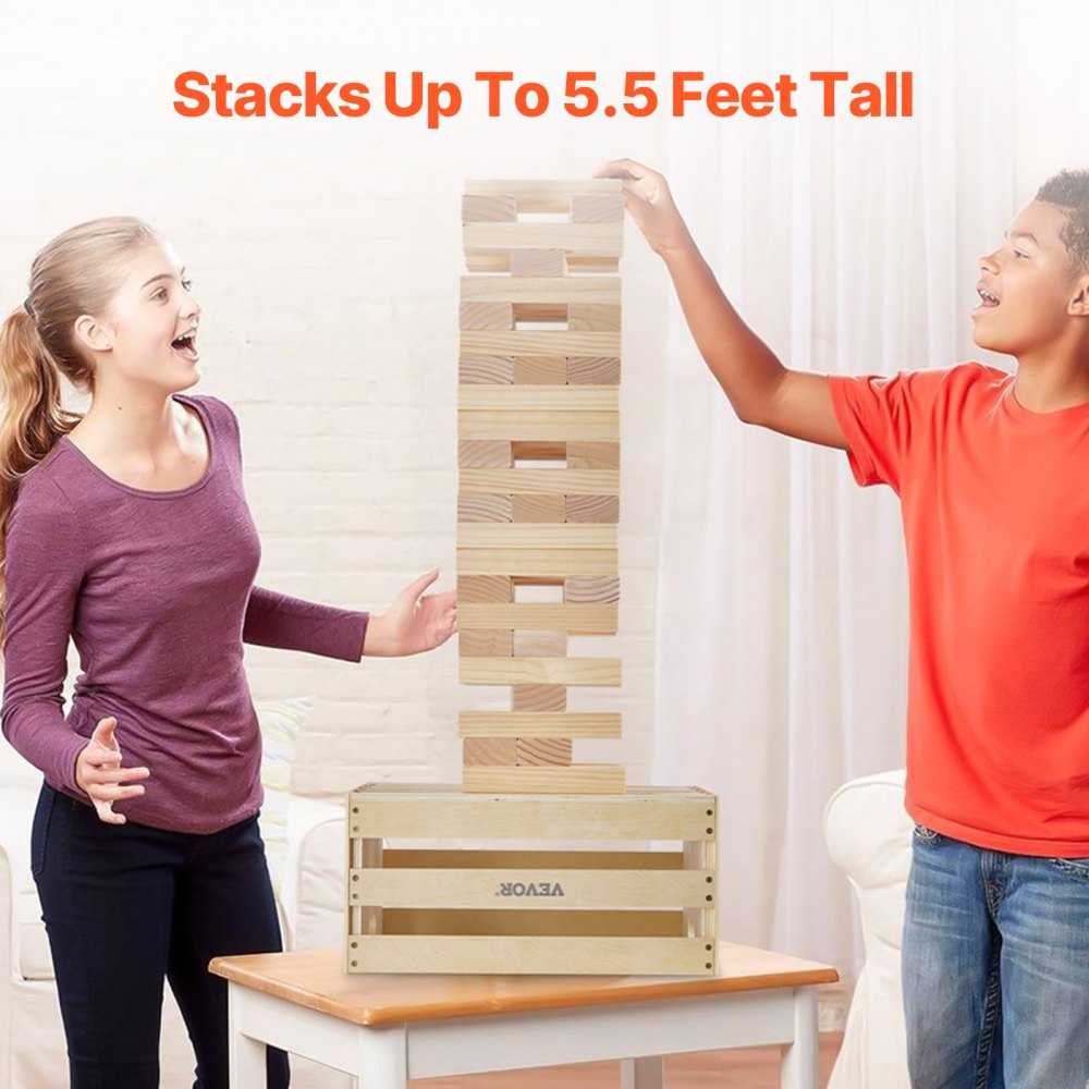 Tumbling Timber Toy 60 Blocks Giant Tumble Tower Blocks Game Pine Wood ...