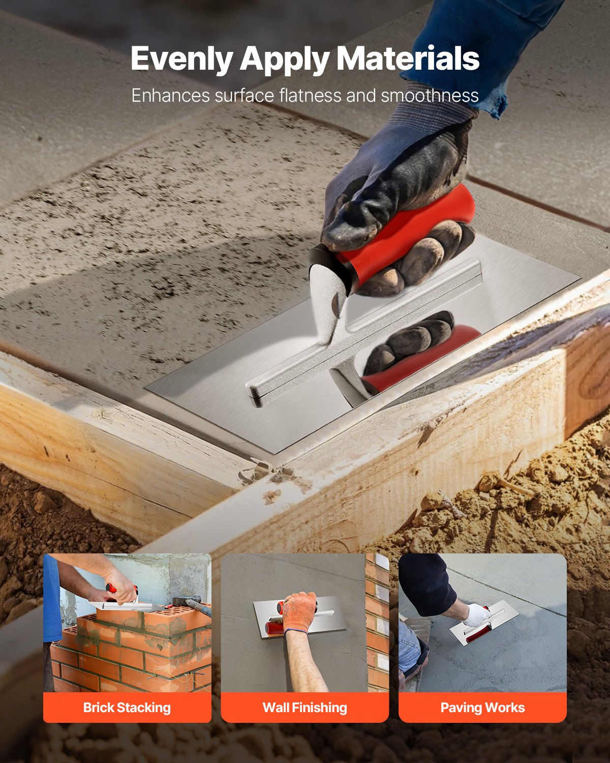 VEVOR Concrete Hand Tools – Stainless Steel Finishing Trowel