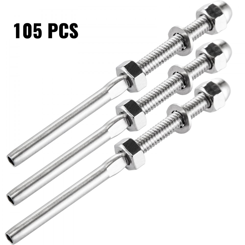 VEVOR 104 Pack 3/16 Inch Stainless Steel SS316 Hand Swage Threaded Stud ...