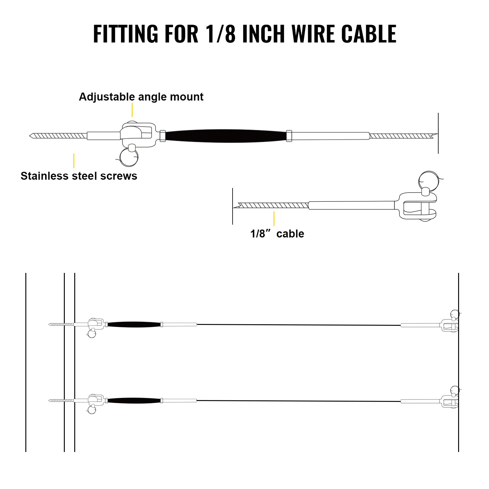 VEVOR Cable Railing Kit, 32 Packs T316 Stainless Steel Jaw Swage ...