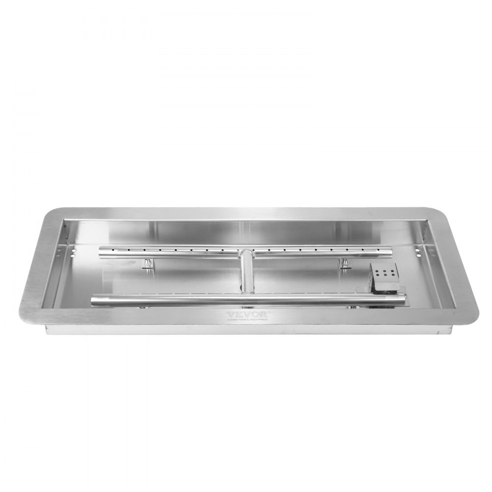 VEVOR 30 x 10 inch Drop-in Fire Pit Pan, Rectangular Stainless Steel ...