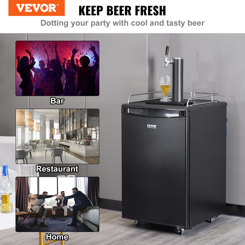 VEVOR Beer Kegerator, Single Tap Draft Beer Dispenser, Full Size Keg ...