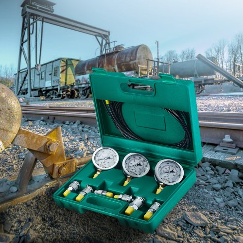VEVOR Hydraulic Pressure Test Kit, 250/400/600bar, 3 Gauges 6 Test ...