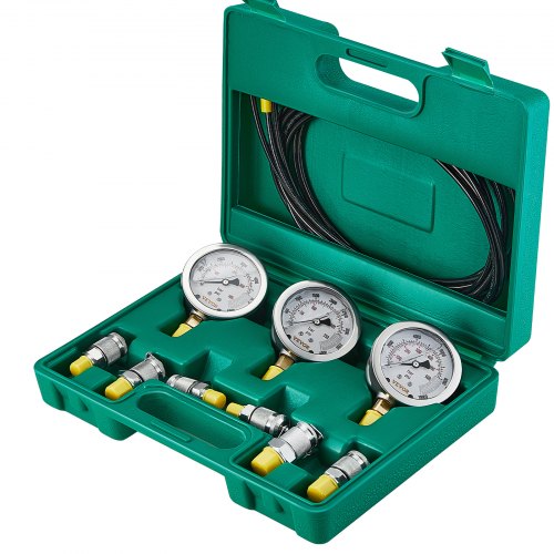 VEVOR Hydraulic Pressure Test Kit, 250/400/600bar, 3 Gauges 6 Test ...