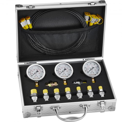 VEVOR Hydraulic Pressure Test Kit, 250/400/600bar, 3 Gauges 9 Test ...