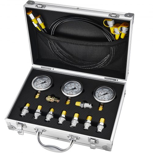 VEVOR Hydraulic Pressure Test Kit, 250/400/600bar, 3 Gauges 9 Test ...