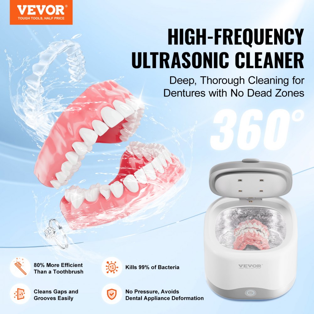 VEVOR Ultrasonic Cleaner,45kHz Ultrasonic Cleaner for Denture Cleaner ...