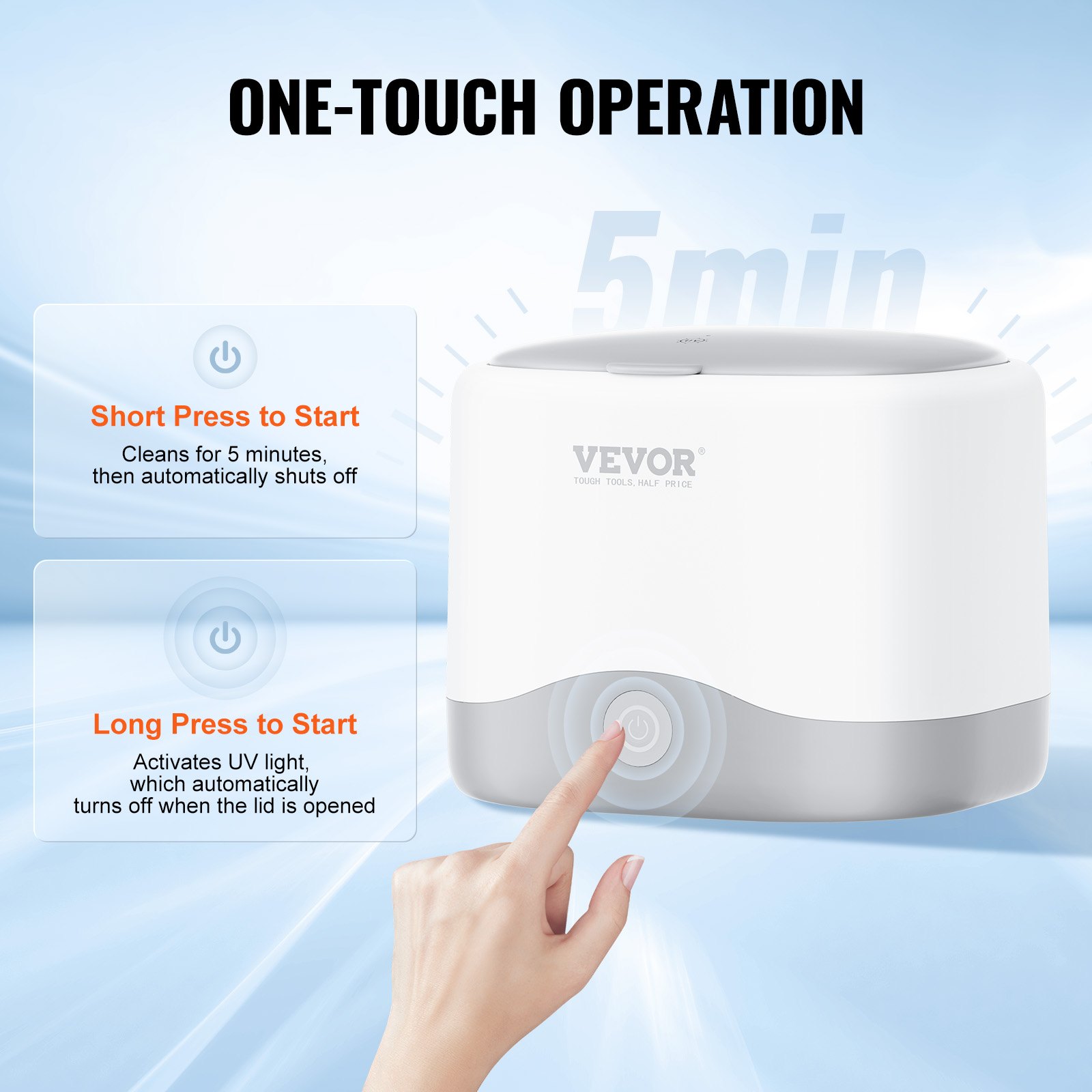 VEVOR Ultrasonic Cleaner for Dentures 200ML Retainer Cleaner Machine ...