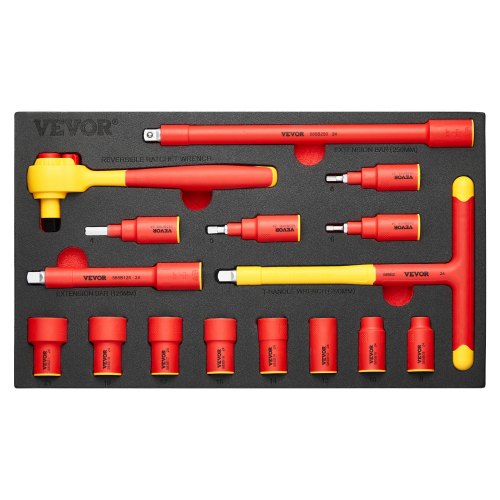 Insulated Socket Set 16-Piece Insulated Socket Tool with T-Handle ...