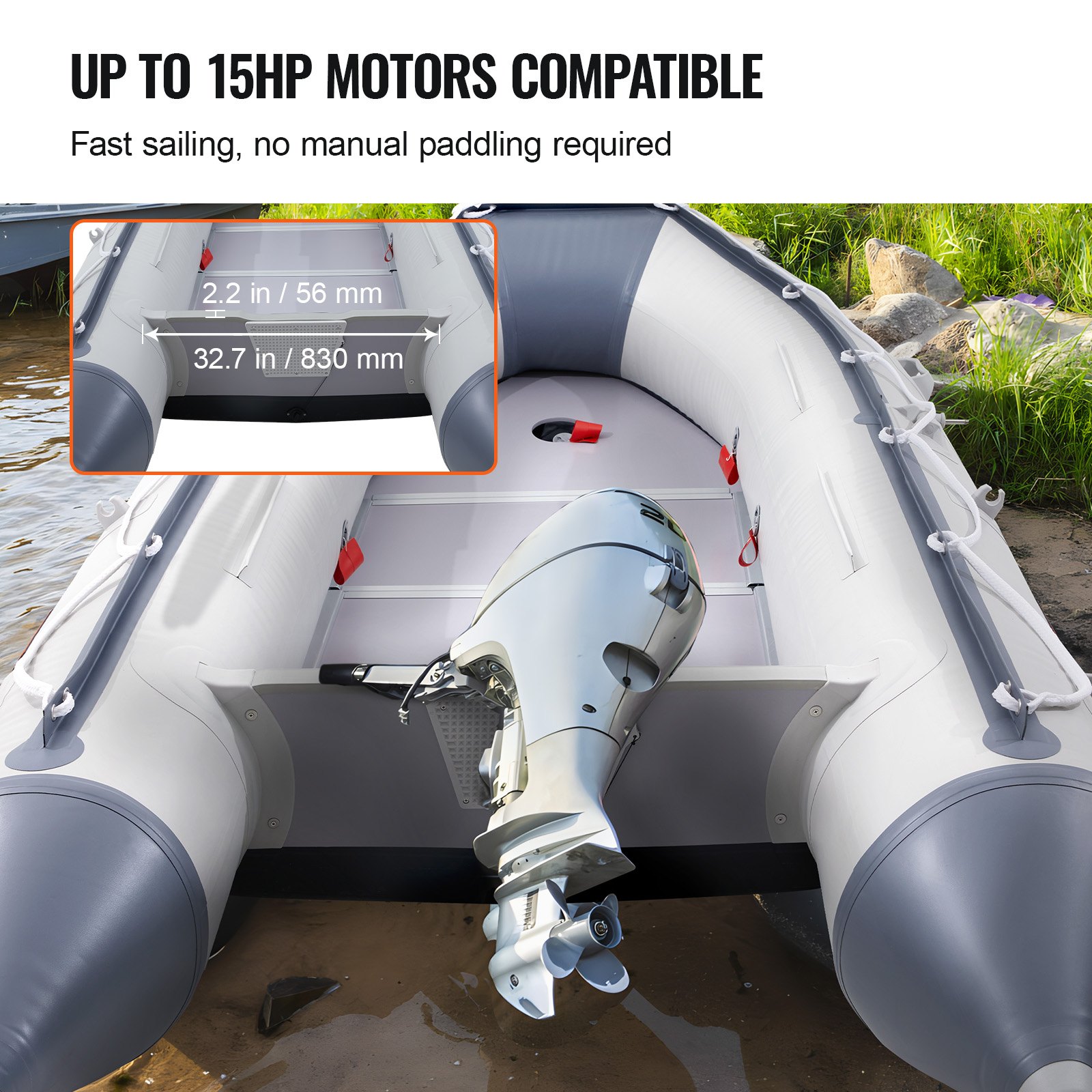 VEVOR Inflatable Dinghy Boat, 6-Person Transom Sport Tender Boat, with ...