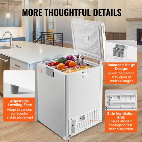 VEVOR Chest Freezer, 3.88 Cu.ft / 110 L Compact Deep Freezer, Free ...