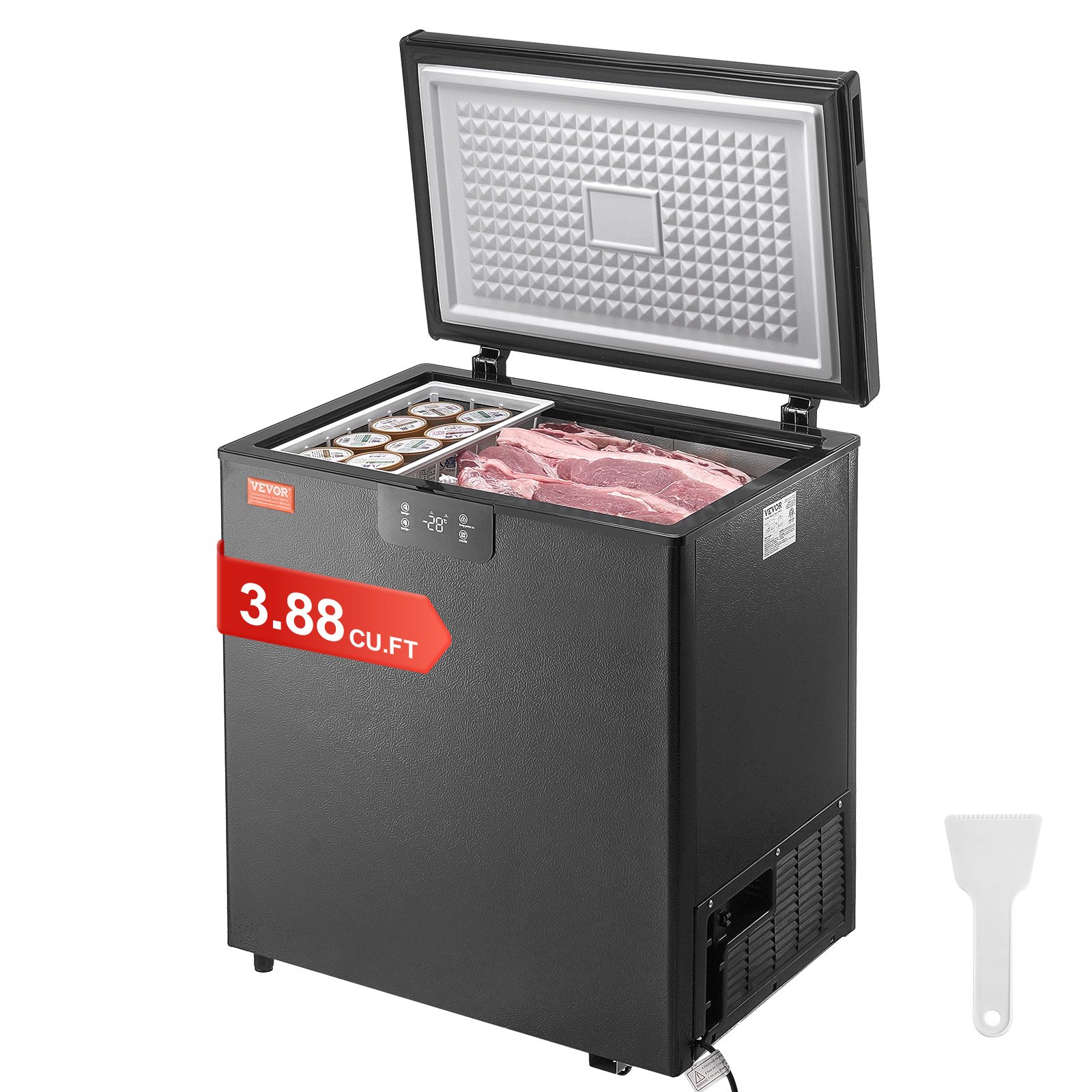 VEVOR Chest Freezer, 3.88 Cu.ft / 110 L Compact Deep Freezer, Free ...
