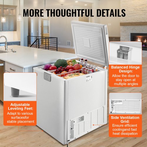 VEVOR Chest Freezer, 7 Cu.ft / 198 L Compact Deep Freezer, Free ...