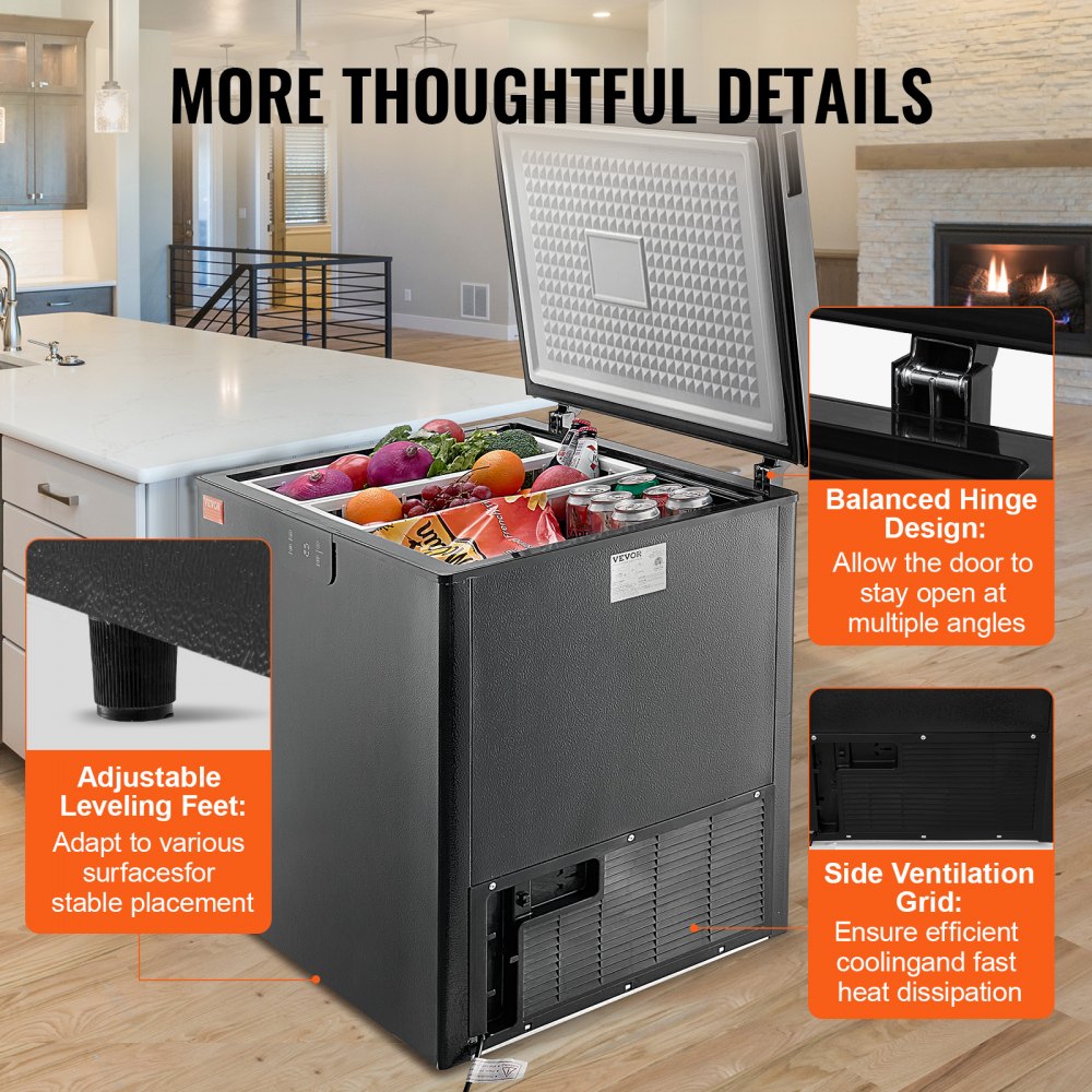 VEVOR Chest Freezer, 5.4 Cu.ft / 153 L Compact Deep Freezer, Free ...