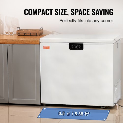 VEVOR Chest Freezer, 7 Cu.ft / 198 L Compact Deep Freezer, Free ...