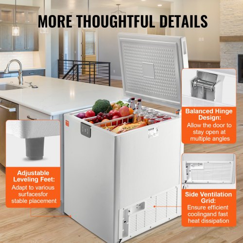 VEVOR Chest Freezer, 10 Cu.ft / 283 L Compact Deep Freezer, Free ...
