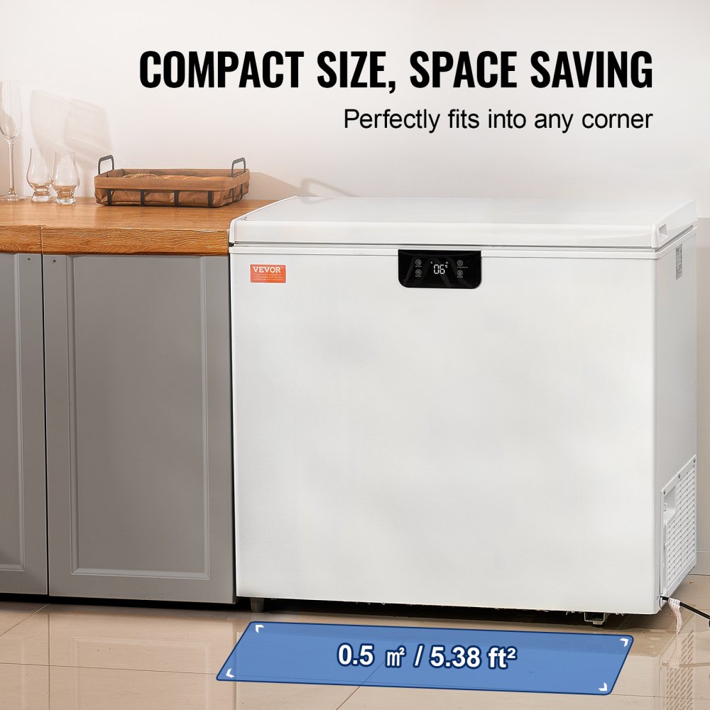 VEVOR Chest Freezer, 7 Cu.ft / 198 L Compact Deep Freezer, Free ...
