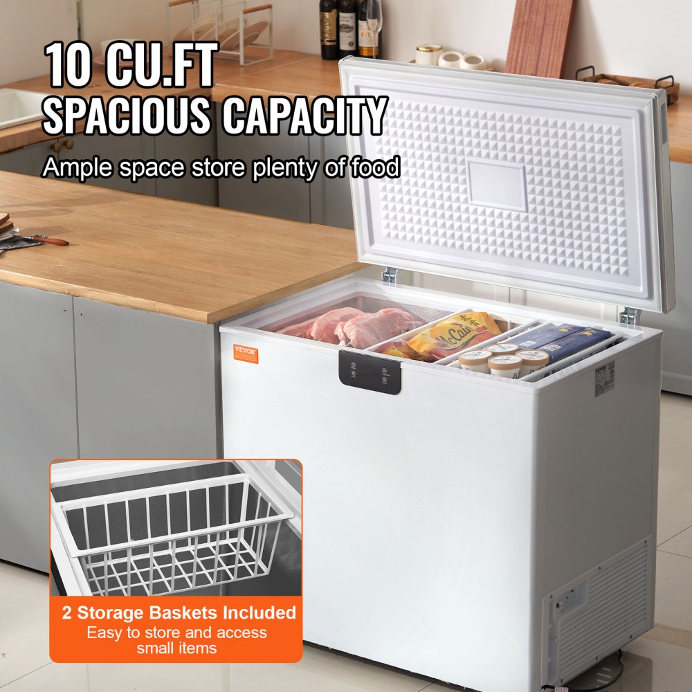 Chest Freezer, 3.88 Cu.ft / 110 L Compact Deep Freezer, Free Standing ...
