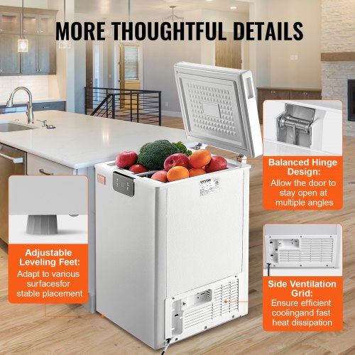 VEVOR Chest Freezer, 2.22 Cu.ft / 63 L Compact Deep Freezer, Free ...