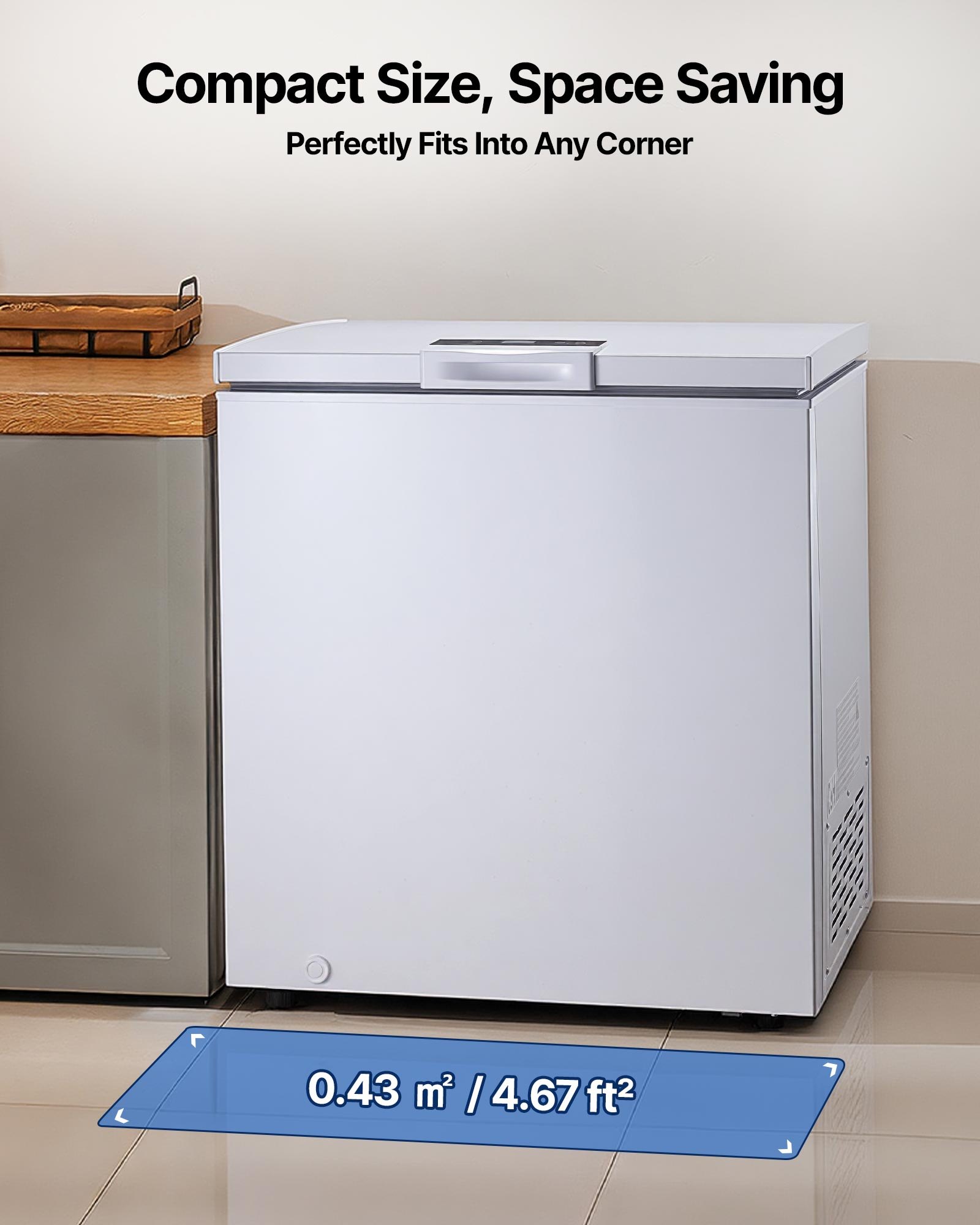 VEVOR Chest Freezer, 5 Cu.ft Compact Deep Freezer, Free Standing Top ...