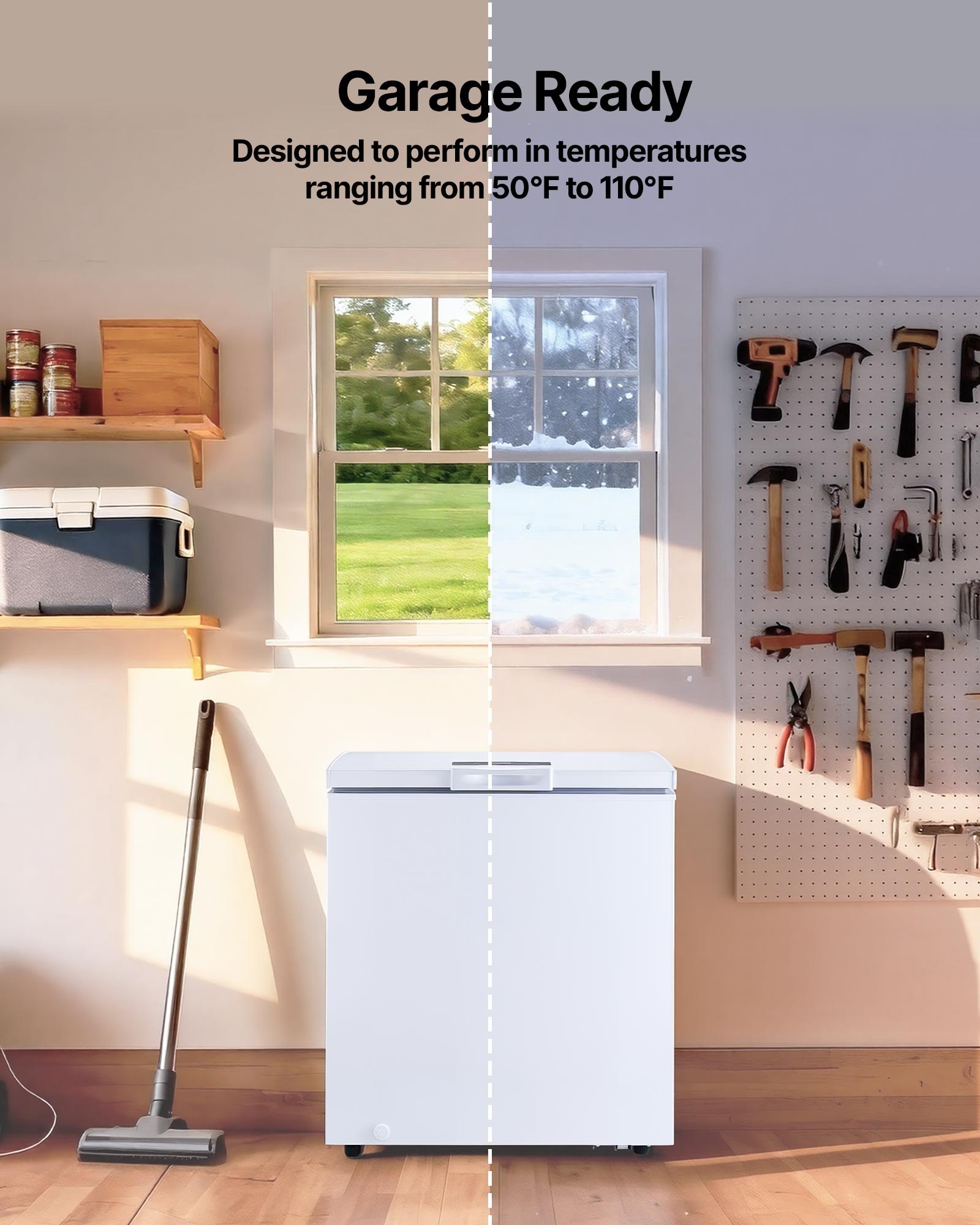 VEVOR Chest Freezer, 5 Cu.ft Compact Deep Freezer, Free Standing Top ...